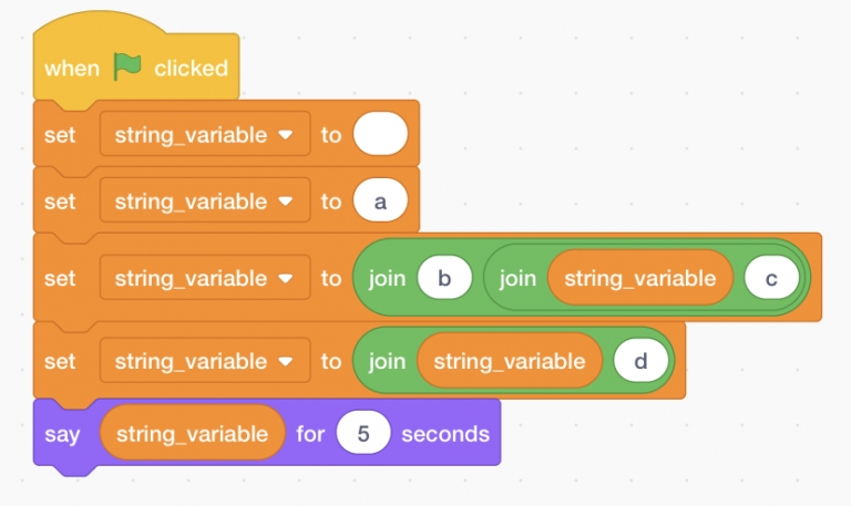 Variables as Strings with Join – Scratch School